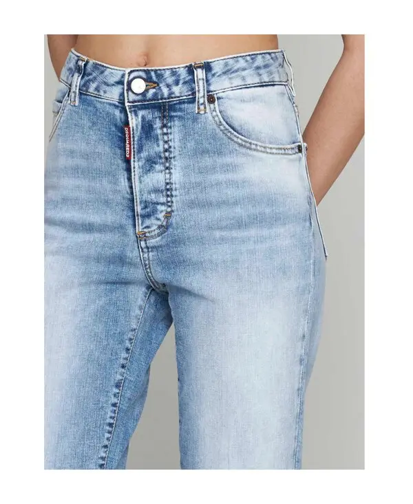Dsquared2 Logo Patch Straight Leg Jeans