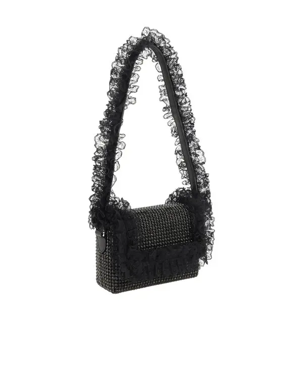 SELF-PORTRAIT Lace Detailed Embellished Shoulder Bag