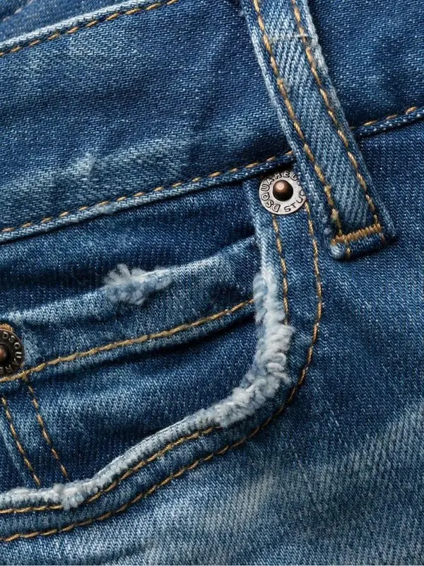 Dsquared2 Low-rise Faded Distressed Slim-cut Jeans