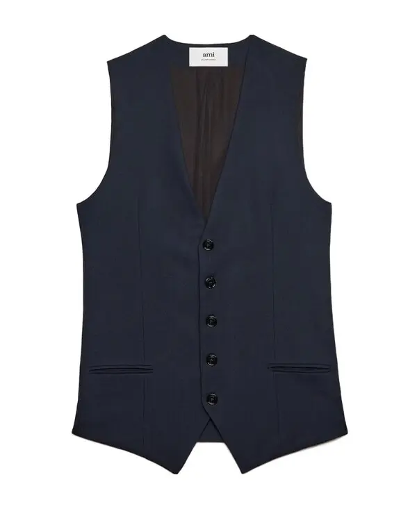 AMI Paris Tailored Wool Waistcoat - Black