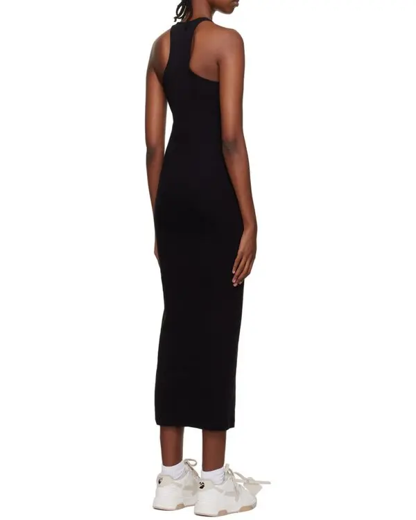 Off-White Logo Printed Ribbed Midi Dress