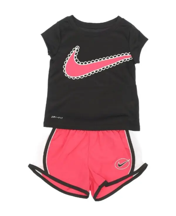 Nike Logo-print Dri-fit T-shirt And Shorts Set - Black