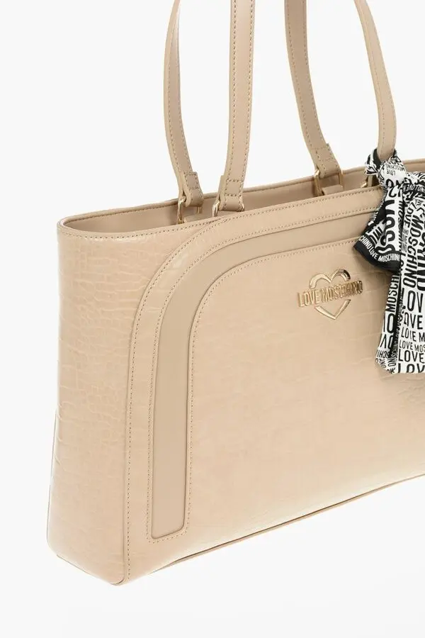 Moschino Crocodile-effect Tote Bag