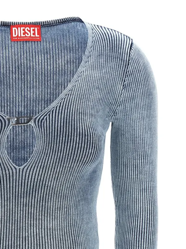 DIESEL® M-teri Logo Plaque Cut-out Ribbed Top