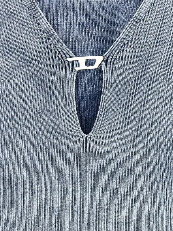 DIESEL® M-teri Logo Plaque Cut-out Ribbed Top