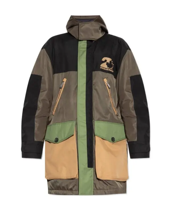 Dsquared2 Logo Printed Panelled Hooded Parka