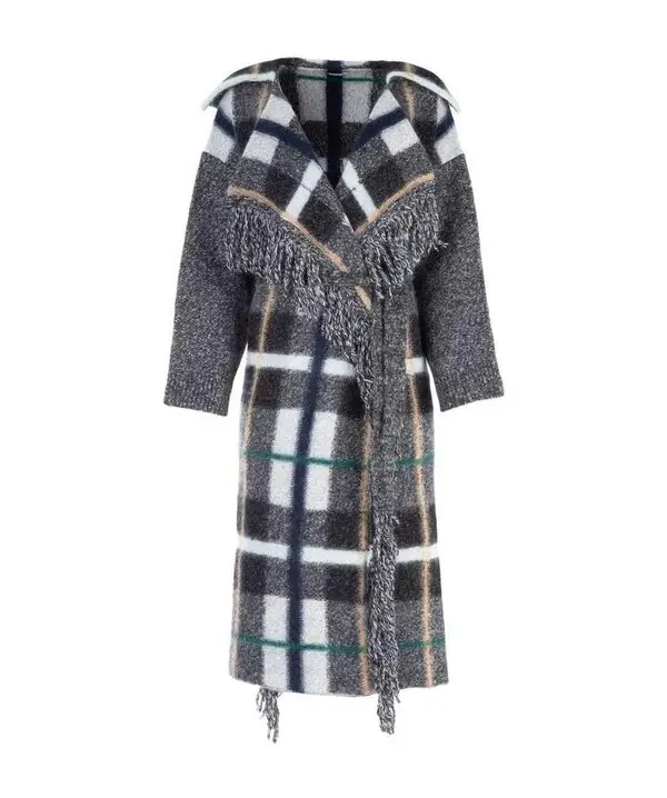 Stella McCartney Checked Belted Cardigan - Gray