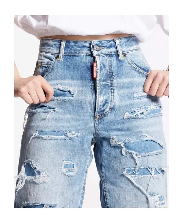 Dsquared2 Distressed Logo Patch Jeans