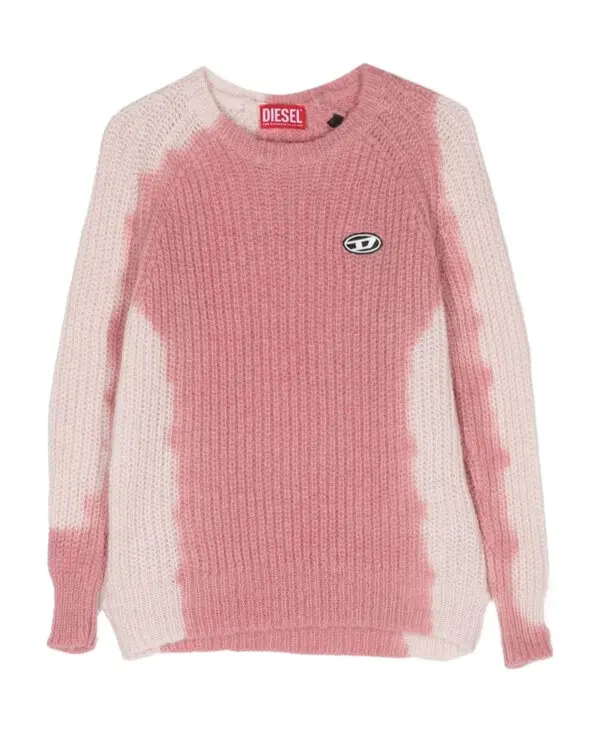 DIESEL® Bleached Waffle-knit Sweatshirt - Pink