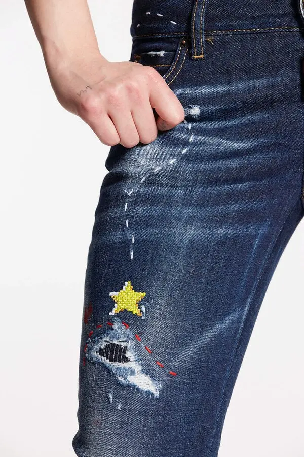 Dsquared2 Low-rise Embroidered Skinny Jeans