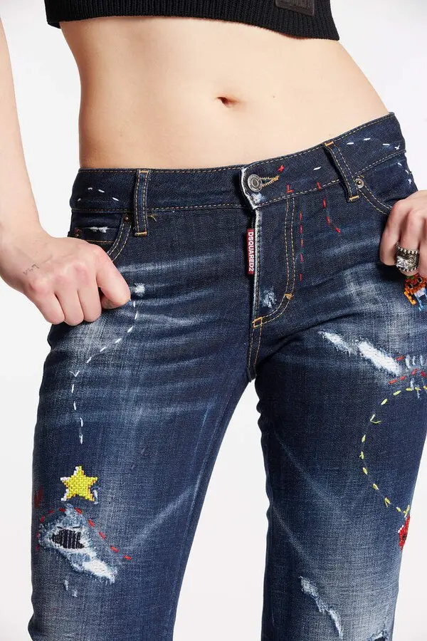 Dsquared2 Low-rise Embroidered Skinny Jeans