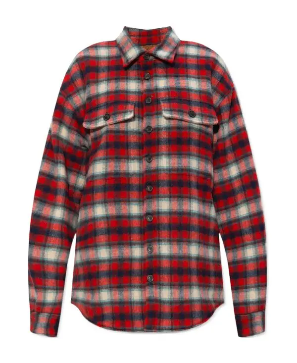 Dsquared2 Plaid Collared Button-up Jacket - Red