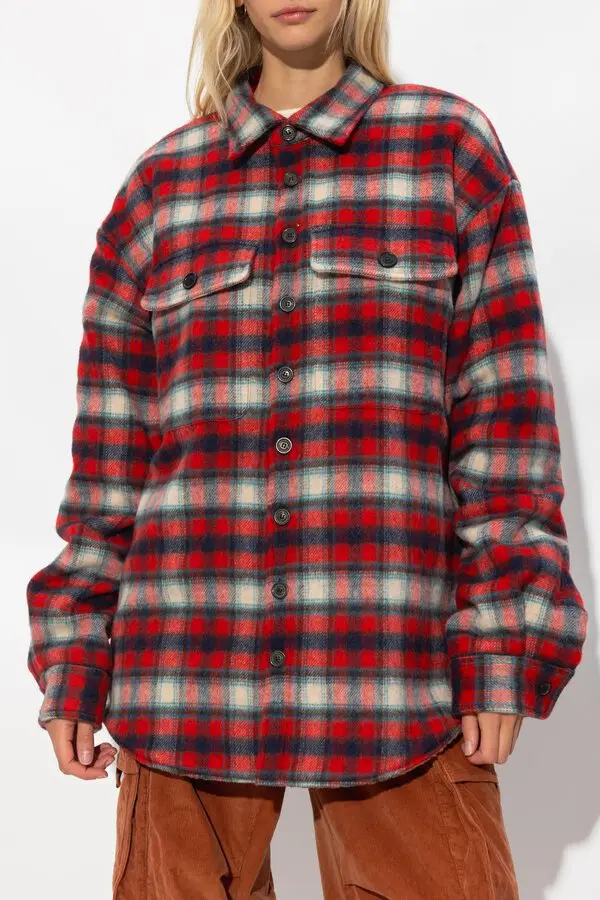 Dsquared2 Plaid Collared Button-up Jacket