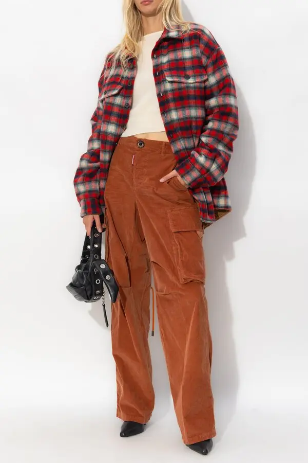 Dsquared2 Plaid Collared Button-up Jacket