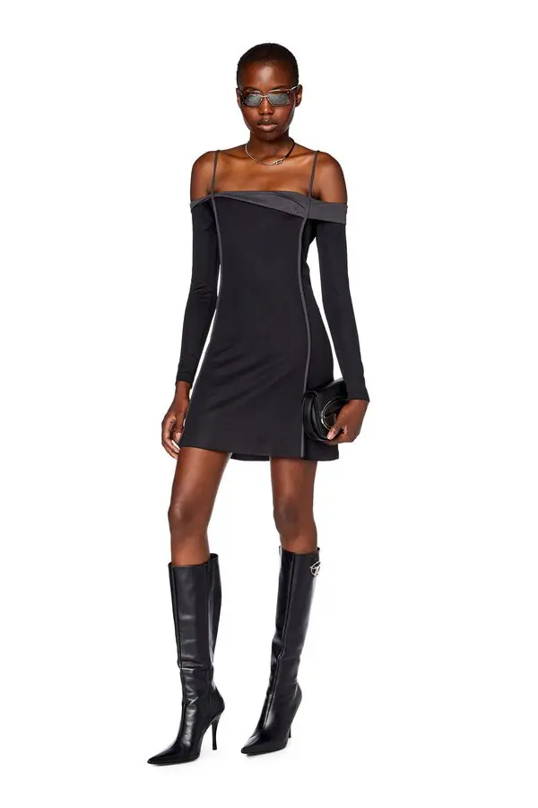 DIESEL® Logo-embroidered Drop-shoulder Minidress