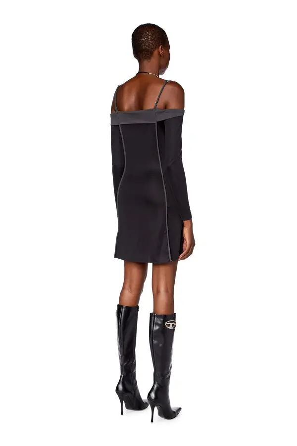 DIESEL® Logo-embroidered Drop-shoulder Minidress