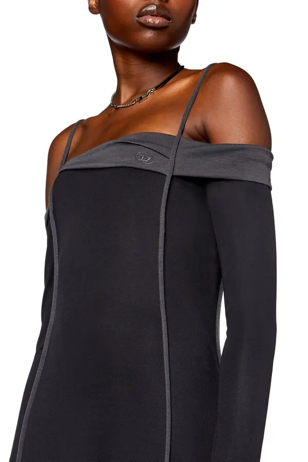 DIESEL® Logo-embroidered Drop-shoulder Minidress