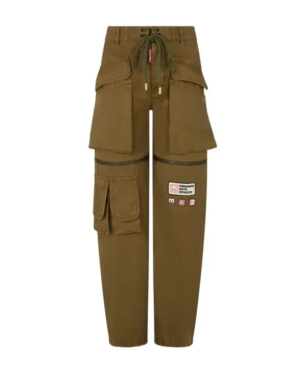 Dsquared2 Patch-detailed Tapered Drawstring Cargo Trousers - Brown