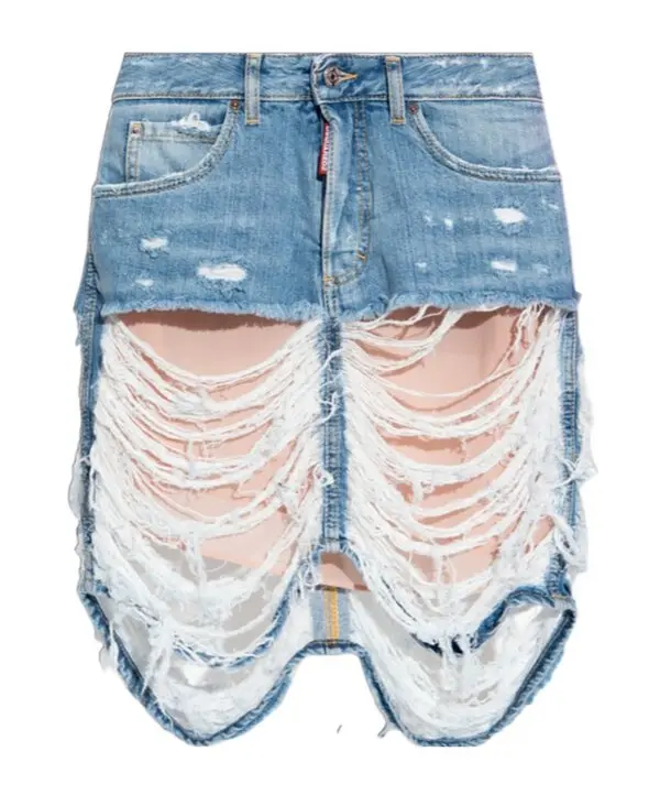 Dsquared2 Distressed Denim Mini Skirt