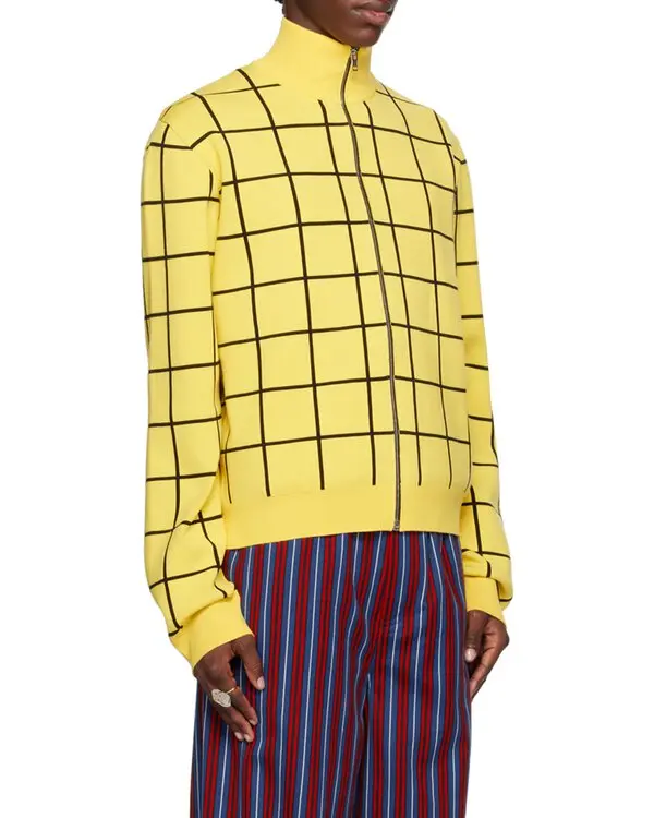 Marni Windowpane-print Roll-neck Sweatshirt