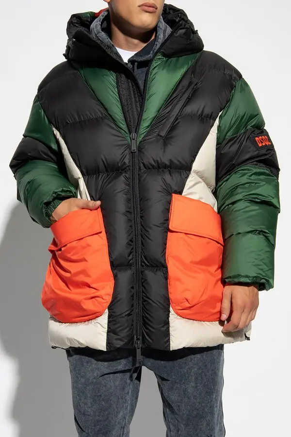 Dsquared2 Logo Patch Hooded Down Jacket