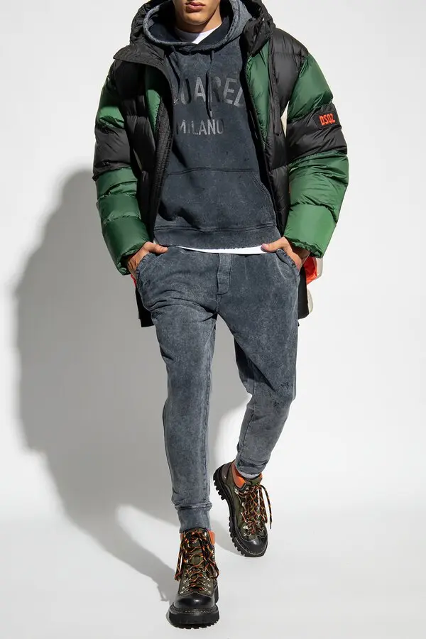Dsquared2 Logo Patch Hooded Down Jacket