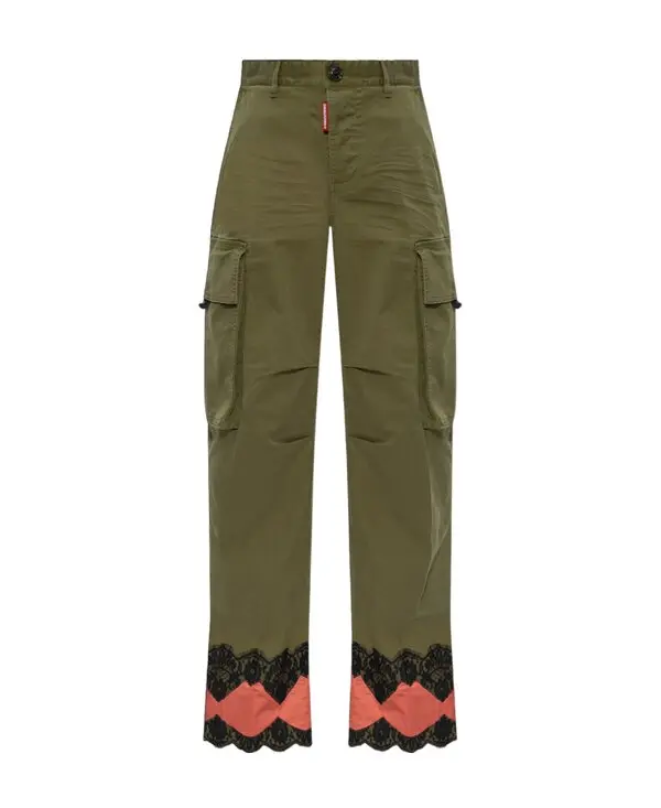 Dsquared2 Lace-trim Straight-leg Cargo Trousers - Green