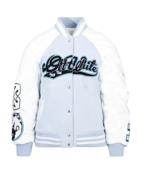 Off-White Logo Flocked Long-sleeved Jacket - White