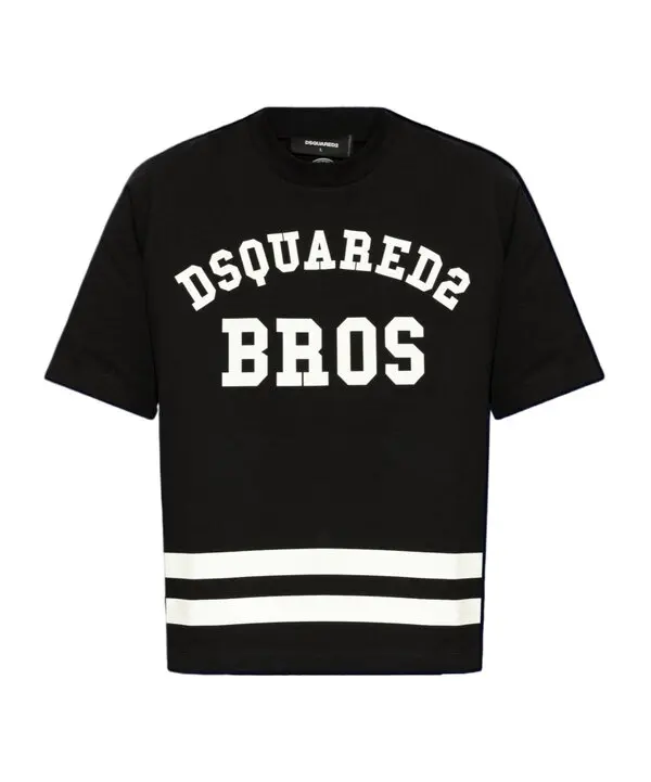 Dsquared2 Logo Printed Striped Crewneck T-shirt