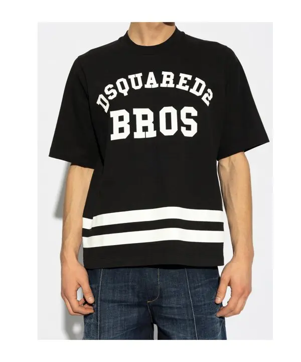 Dsquared2 Logo Printed Striped Crewneck T-shirt