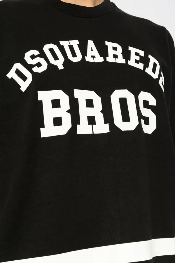 Dsquared2 Logo Printed Striped Crewneck T-shirt