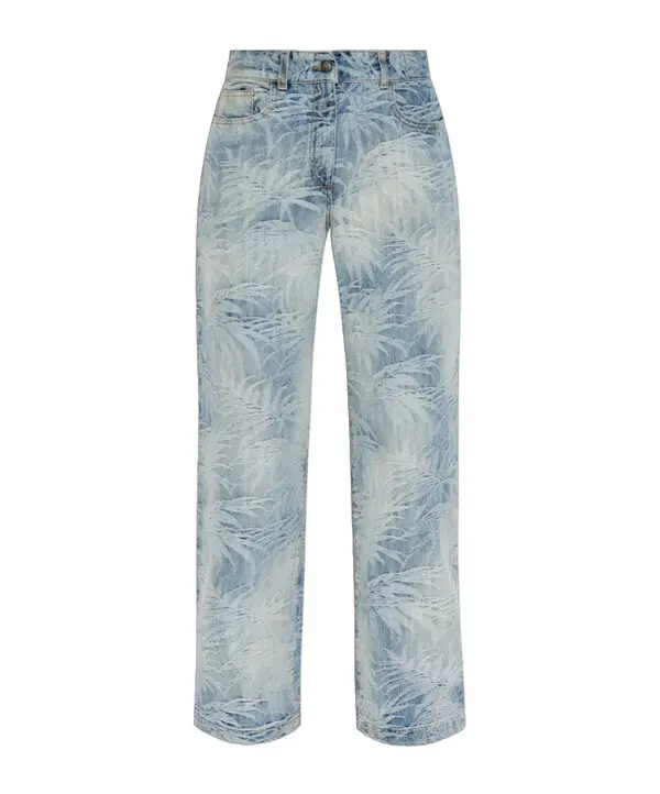 Palm Angels Palm Printed Straight Leg Jeans
