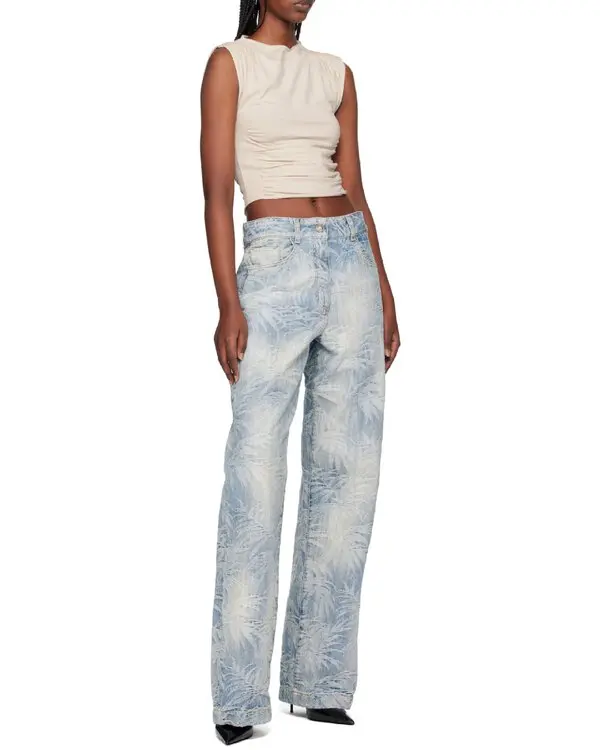 Palm Angels Palm Printed Straight Leg Jeans
