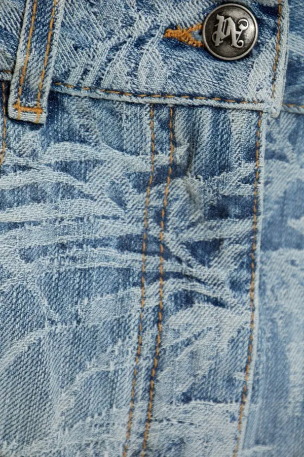 Palm Angels Palm Printed Straight Leg Jeans