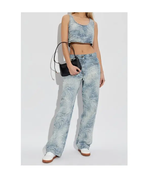 Palm Angels Palm Printed Straight Leg Jeans