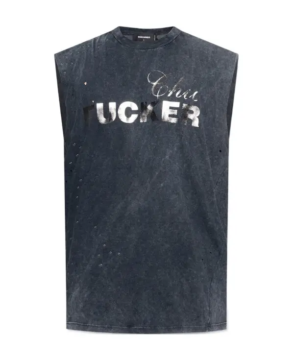 Dsquared2 Slogan-print Cotton Tank Top - Black