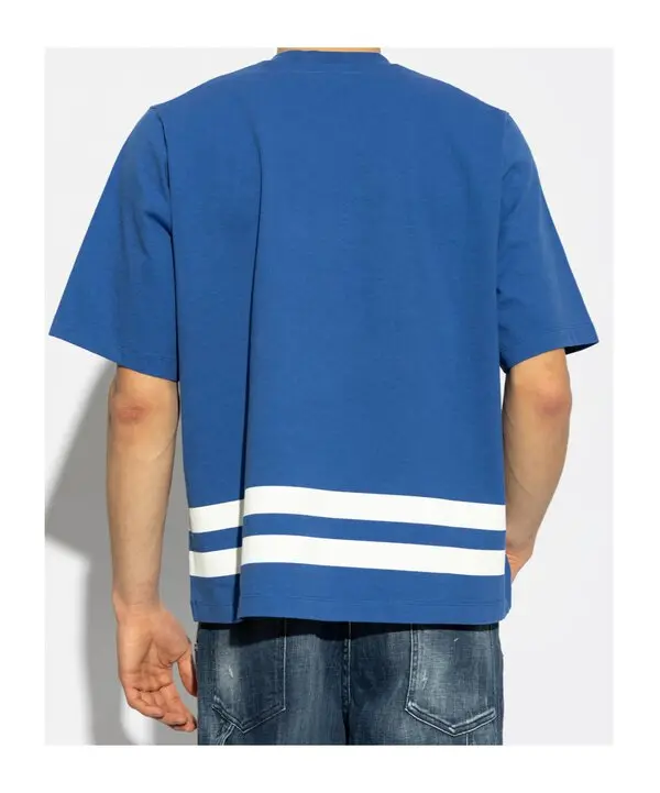 Dsquared2 Logo Printed Striped Crewneck T-shirt
