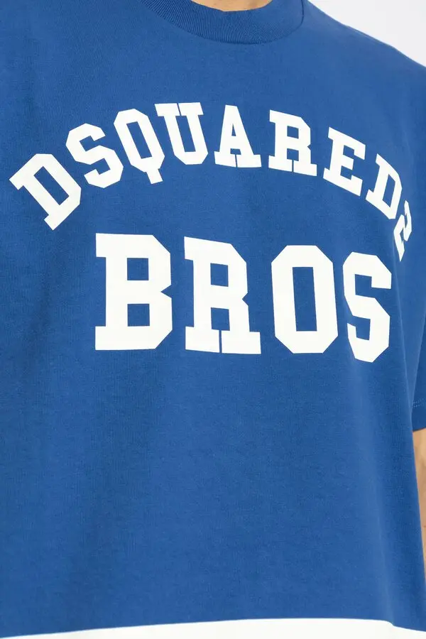 Dsquared2 Logo Printed Striped Crewneck T-shirt
