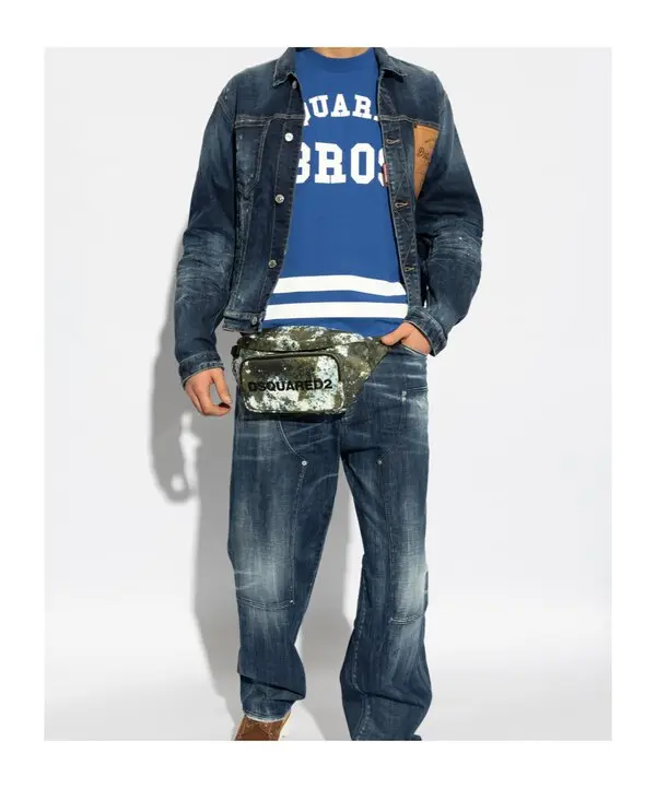 Dsquared2 Logo Printed Striped Crewneck T-shirt