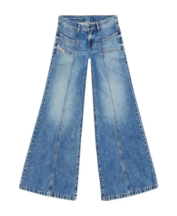 DIESEL® D-akii Flared Panelled Jeans