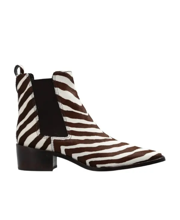 Tory Burch Zebra-print Leather Boots - Black