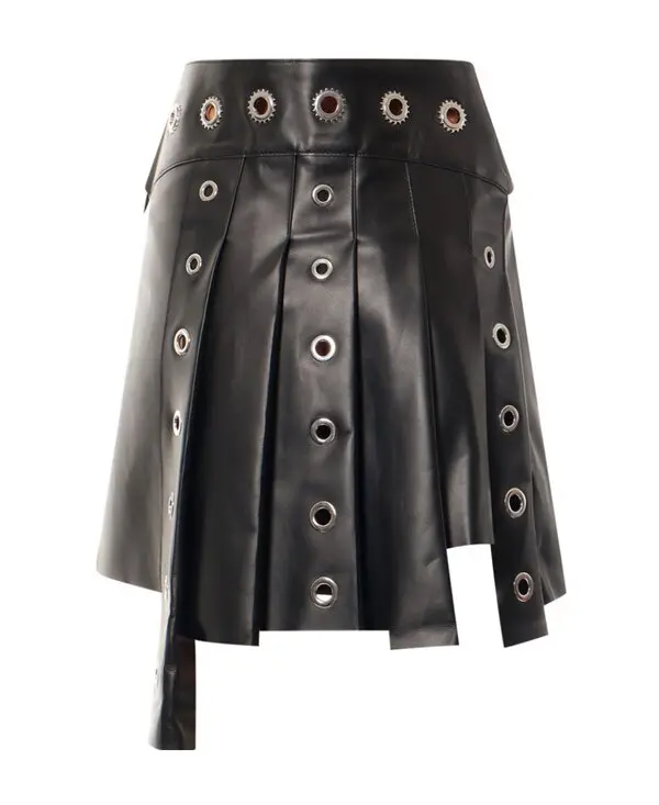 Off-White Eyelet-embellished Belted Mini Skirt