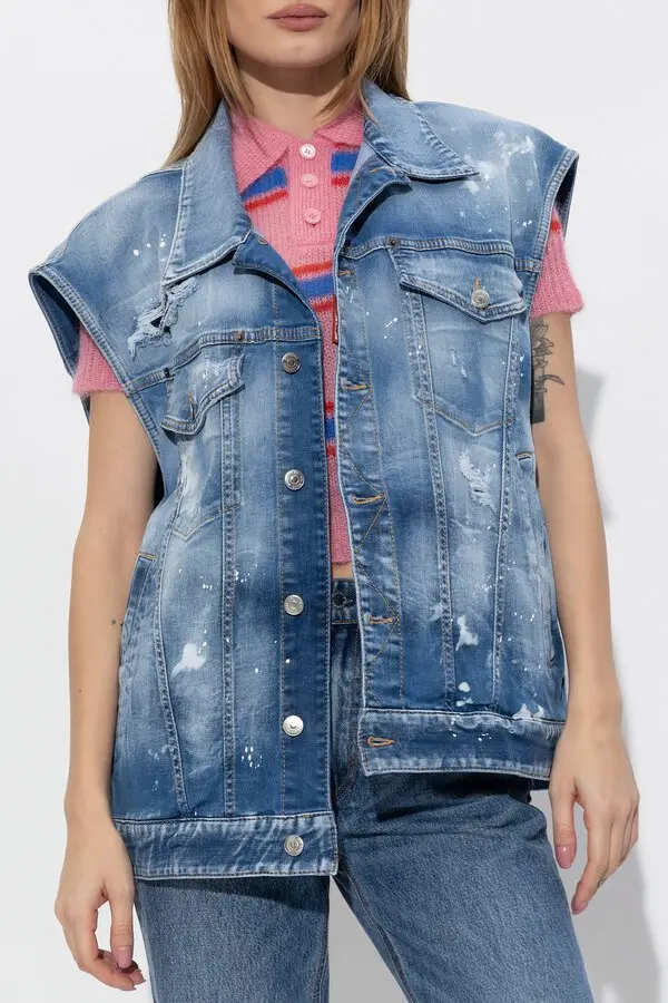 Dsquared2 Distressed Oversized Denim Vest