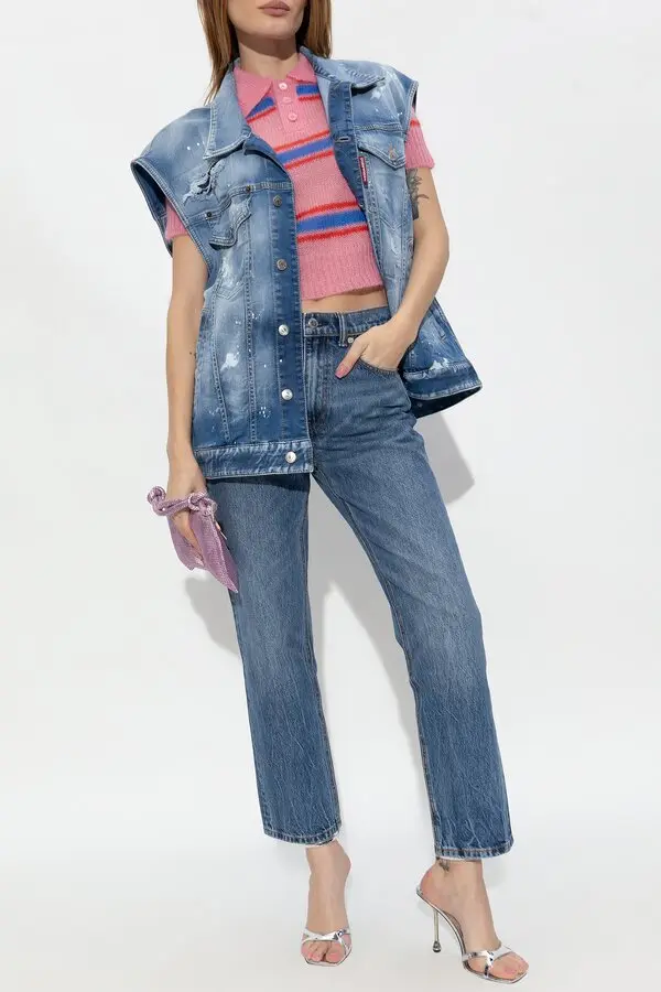 Dsquared2 Distressed Oversized Denim Vest
