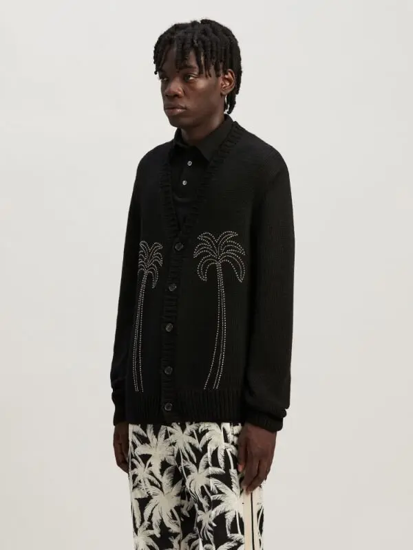 Palm Angels Palm-stud Embellished V-neck Cardigan