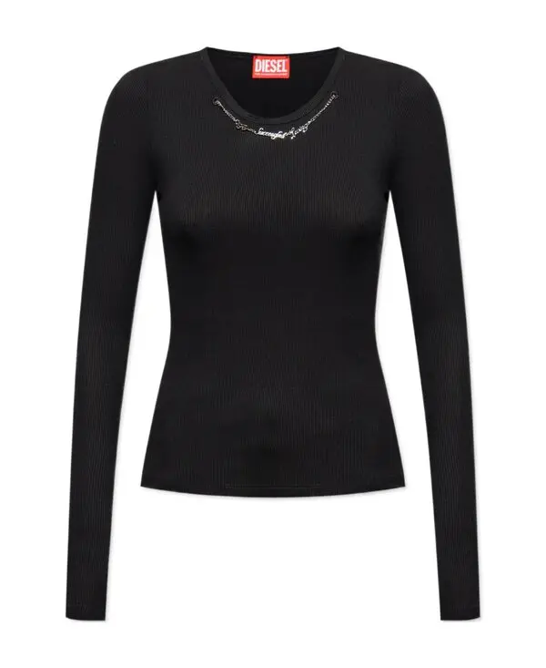 DIESEL® T-matic-ls Chain Embellished Top - Black