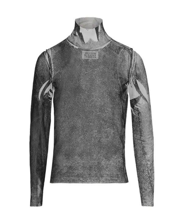 MAISON MARGIELA Serigraphic Silk Crepe Top - Gray