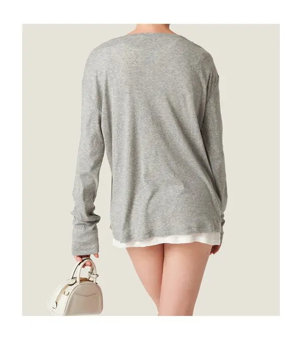 Miu Miu Long-sleeved Ribbed Jersey T-shirt