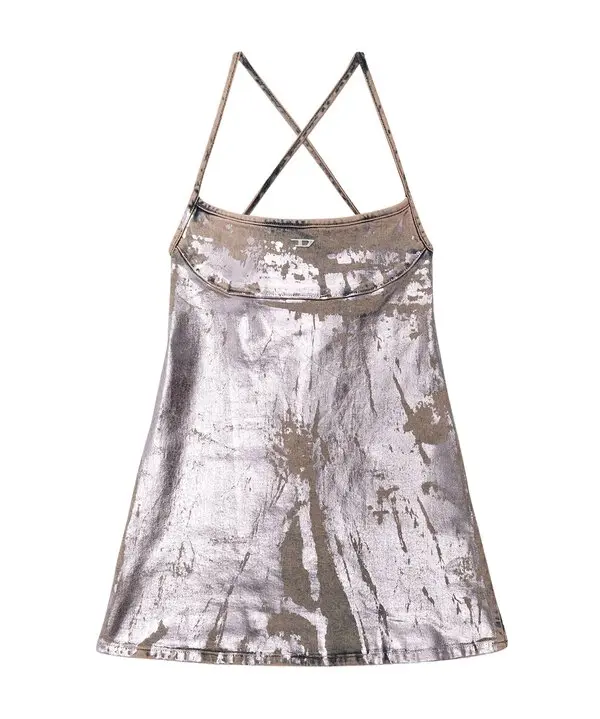 DIESEL® De-held-short-s Metallic Mini Dress - Pink
