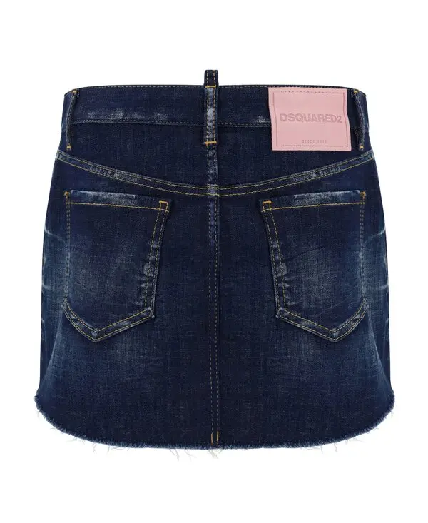 Dsquared2 Frayed Hem Mini Denim Skirt